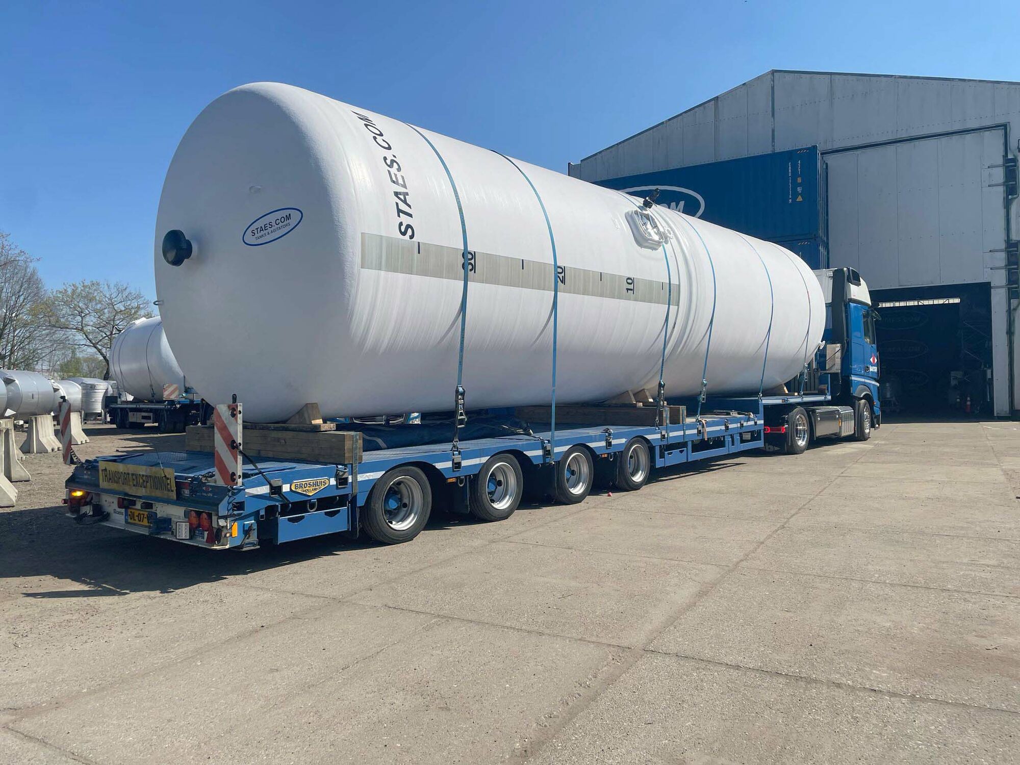 4 x Brand new 42.000L polyester vertical storage tanks.